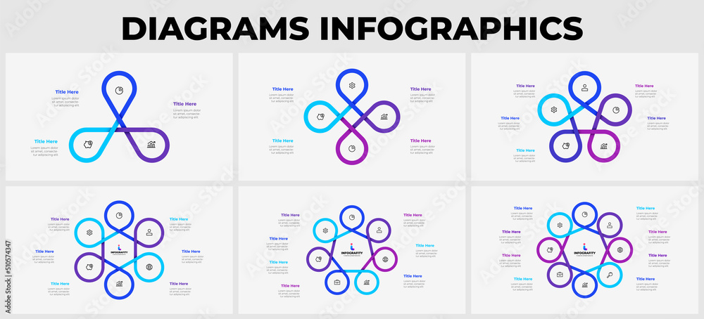 Slides with circle infographics elements for business presentation ...