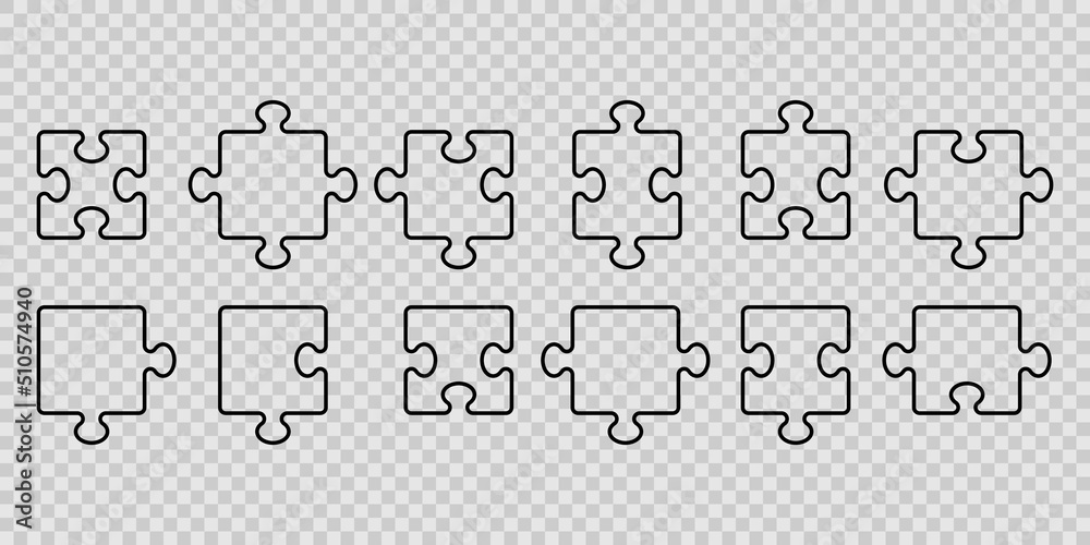 Puzzle icon set on transparent background Stock Vector | Adobe Stock