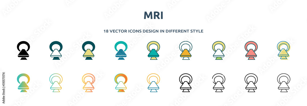 mri icon in 18 different styles such as thin line, thick line, two ...