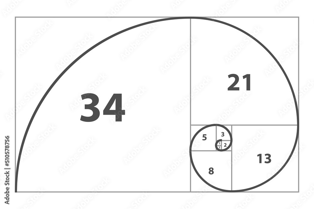 Golden ratio template vector spiral. Gometric or symmetry spiral ...