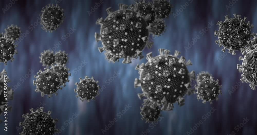 Animation of covid 19 cells falling over dark background Stock Video ...