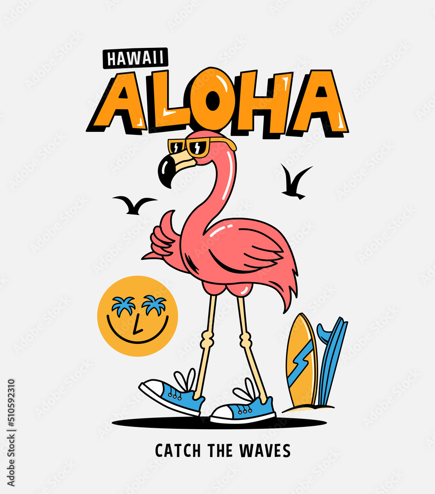 Vector cool flamingo illustration for t-shirt prints, posters and other ...