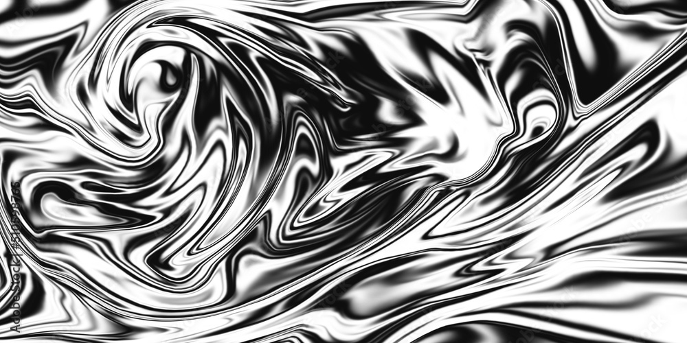 Abstract flowing liquid curve line in grey silver black metallic ...