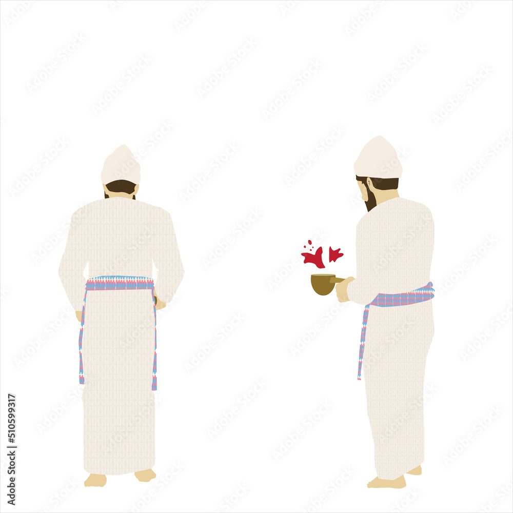 The Additional Passover offering. A painting of priests working in the ...