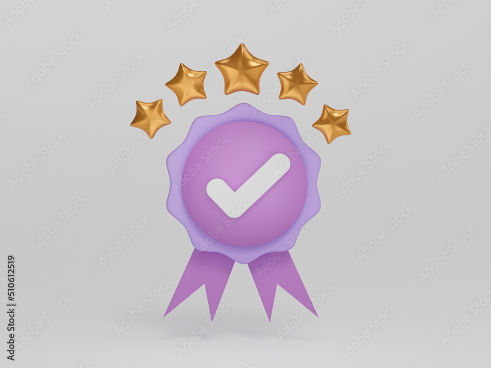 Purple certificate body with golden five stars for best quality ...