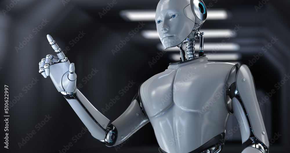 Robot Cyborg 3d render. AI artificial intelligence machine learning ...