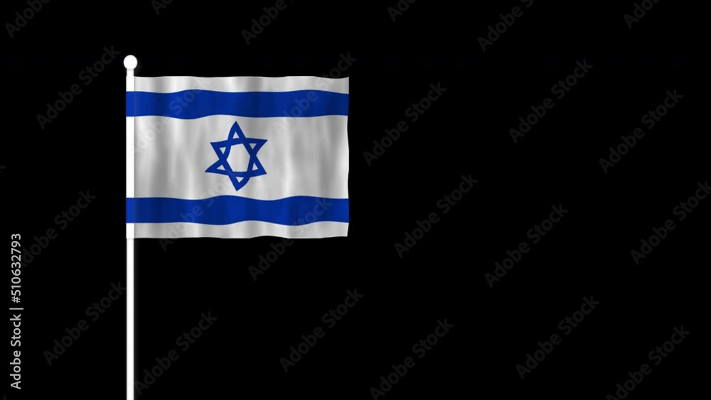 Animated Flag Of Israel On Pole With Transparent Background Stock Video ...