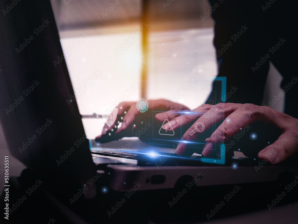 Cybersecurity concept,hacker attack laptop computer, identification ... Cybersecurity concept,hacker attack laptop computer, identification ...