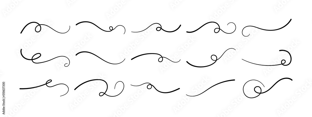 Swoosh underline hand drawing set. Calligraphic inscriptions emphasize ...