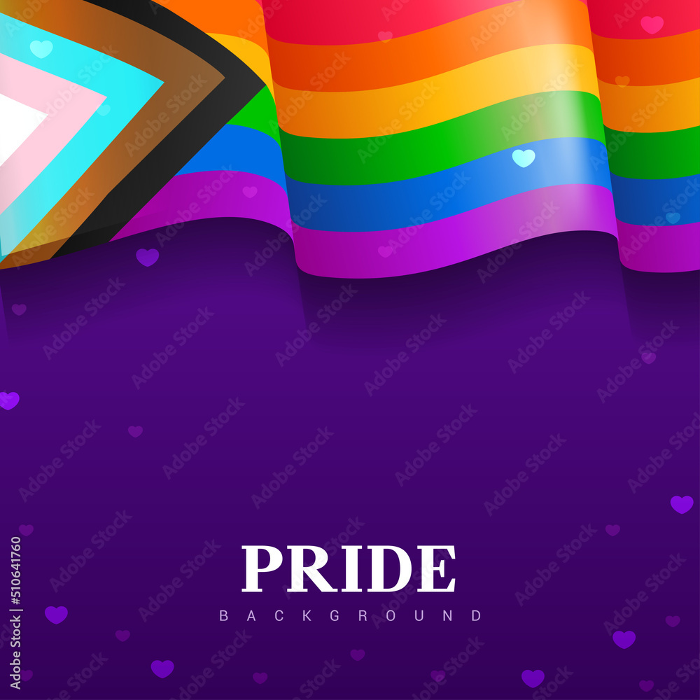 Pride Background vector illustration. Progress Pride flag on purple ...