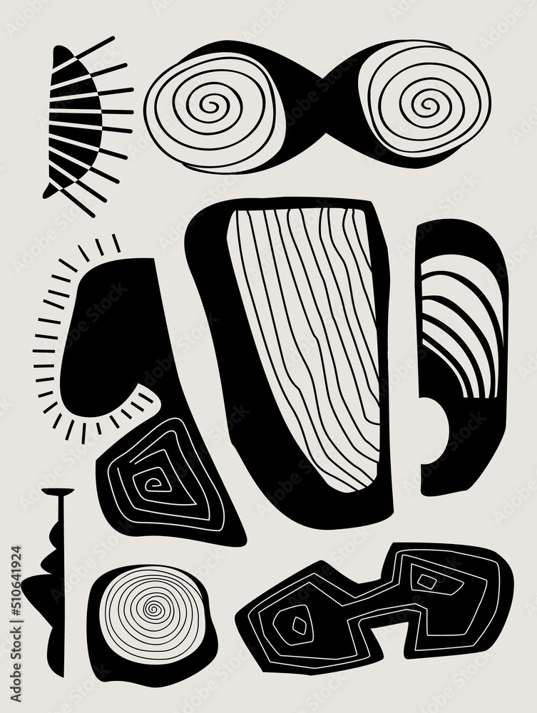 abstract shapes and forms poster wall art decor print, vector ...
