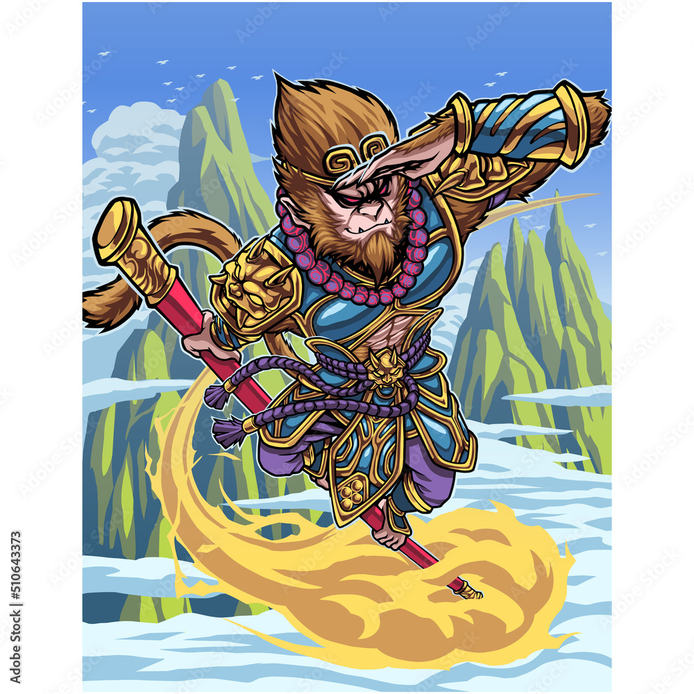 Monkey king mascot logo design Stock Vector | Adobe Stock