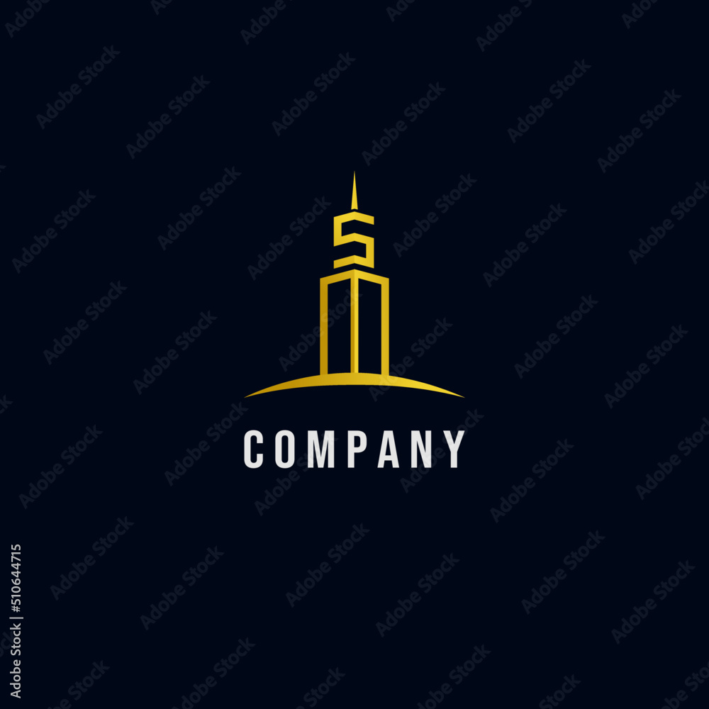 initials letter sm ms with building logo design Stock Vector | Adobe Stock