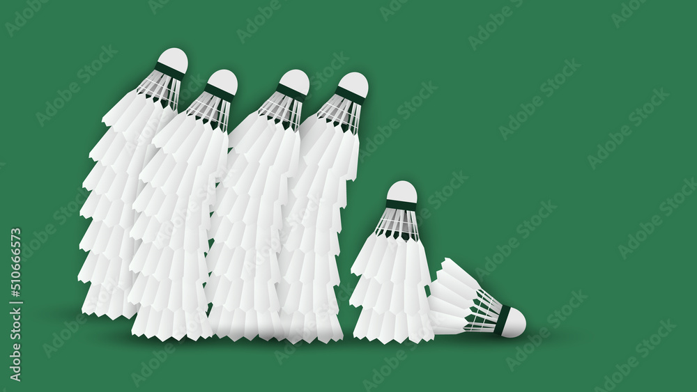 Shuttlecocks are stacked in a row , Simple flat design style ...