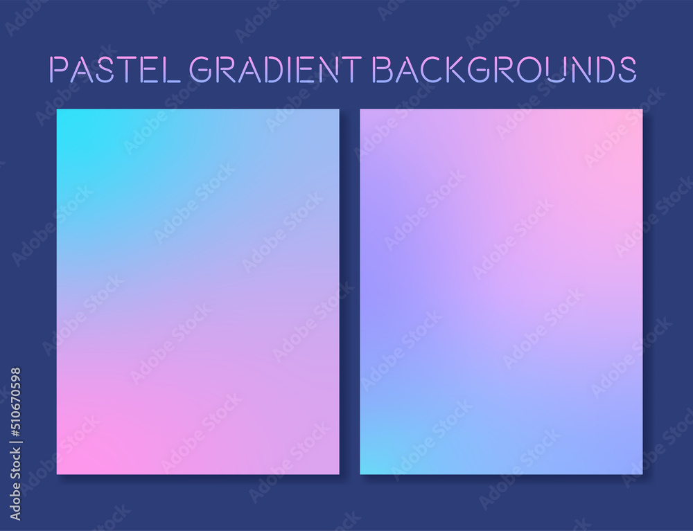 Set of gradient backgrounds in pastel colors with soft transitions. For ...