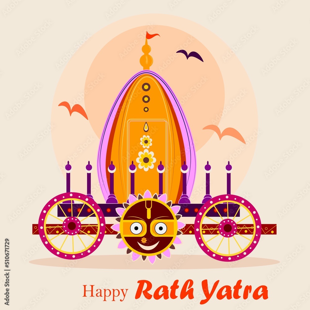 Happy Rath Yatra of Lord Jagannath Bala Bhadra and Subhadra. Vector ...