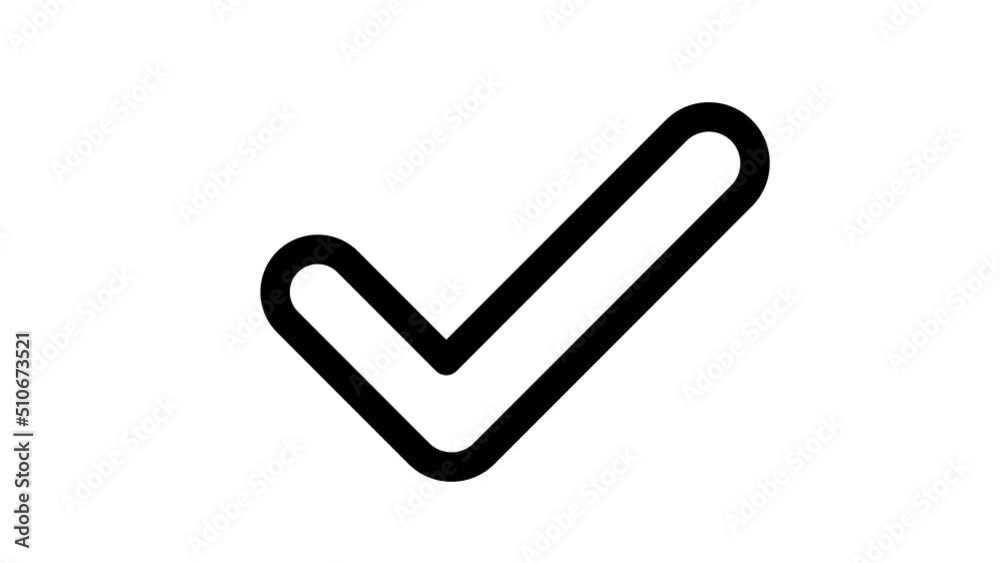 Checkmark, tick, ok, icon animation, outline isolated on white ...