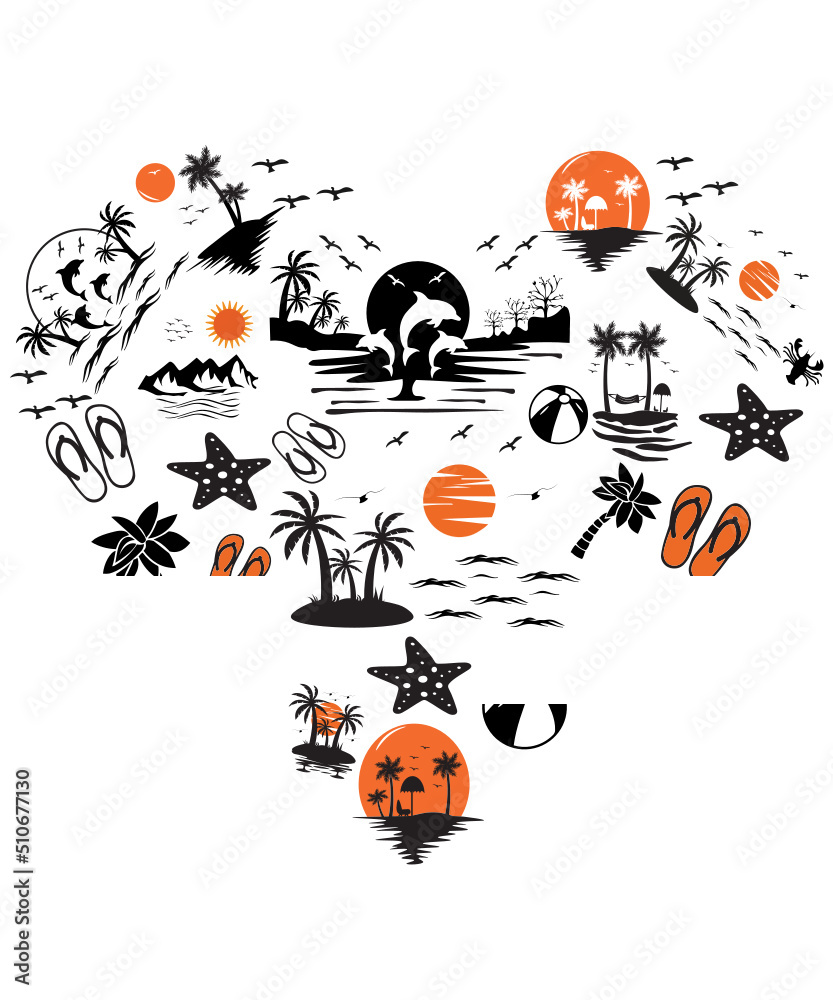 summer heart svg, Beach Life svg, Palm Trees svg, Beach Png svg, Sunset ...