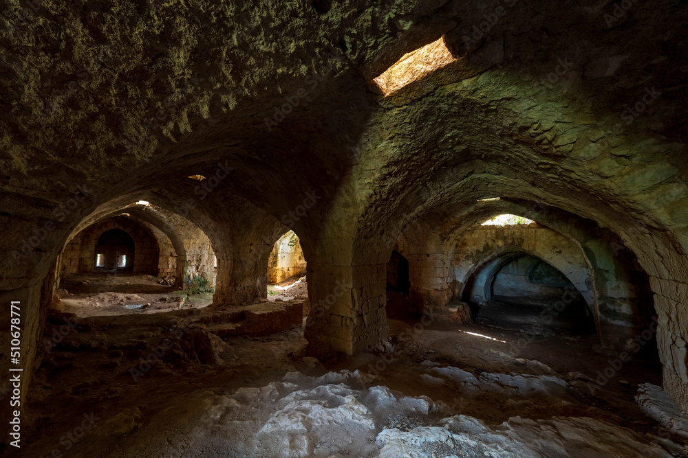 Interior of the Sahyun Castle, also known as the Castle of Saladin ...