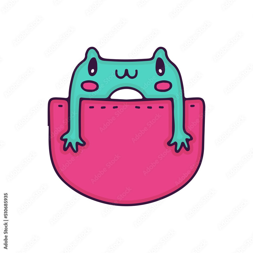 Cute frog inside a pocket, illustration for t-shirt, street wear ...