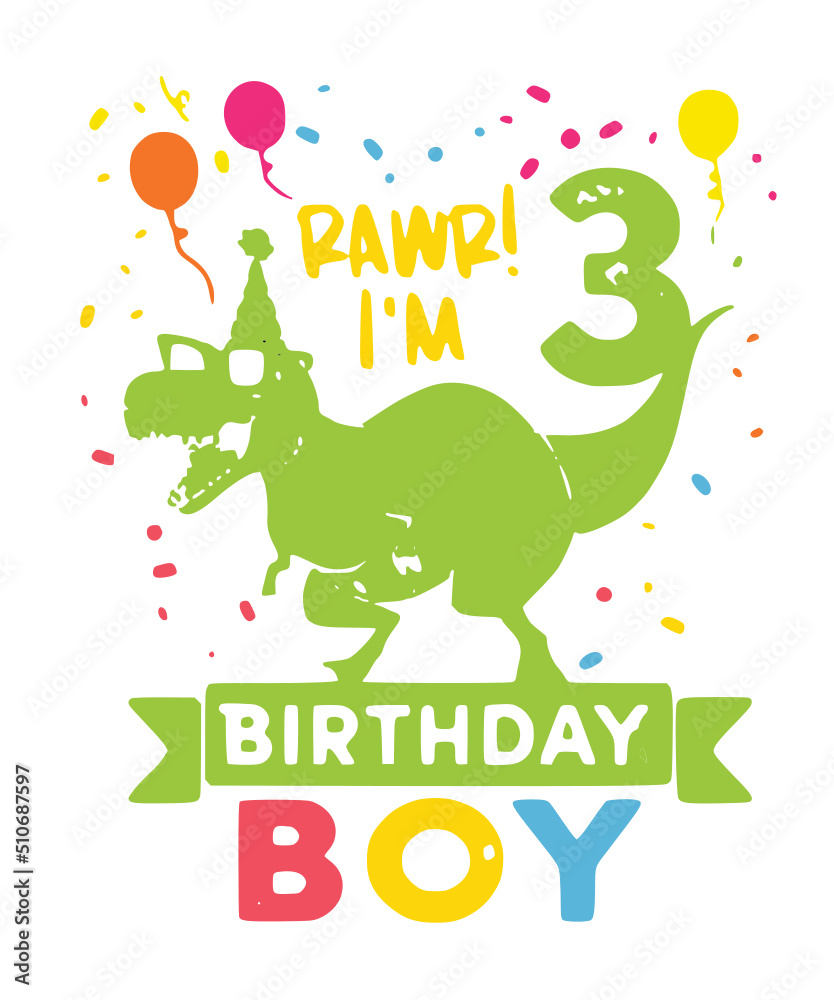 Vecteur Stock 3rd Birthday dinosaur svg, three rex svg, 3rd Birthday ... Vecteur Stock 3rd Birthday dinosaur svg, three rex svg, 3rd Birthday ...