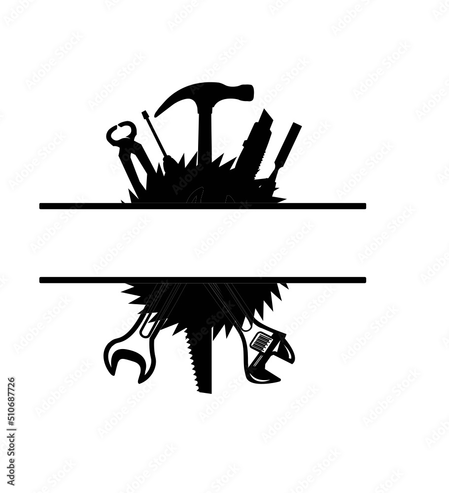 tools monogram split name frame svg, Builder Svg, Contractor Svg ...