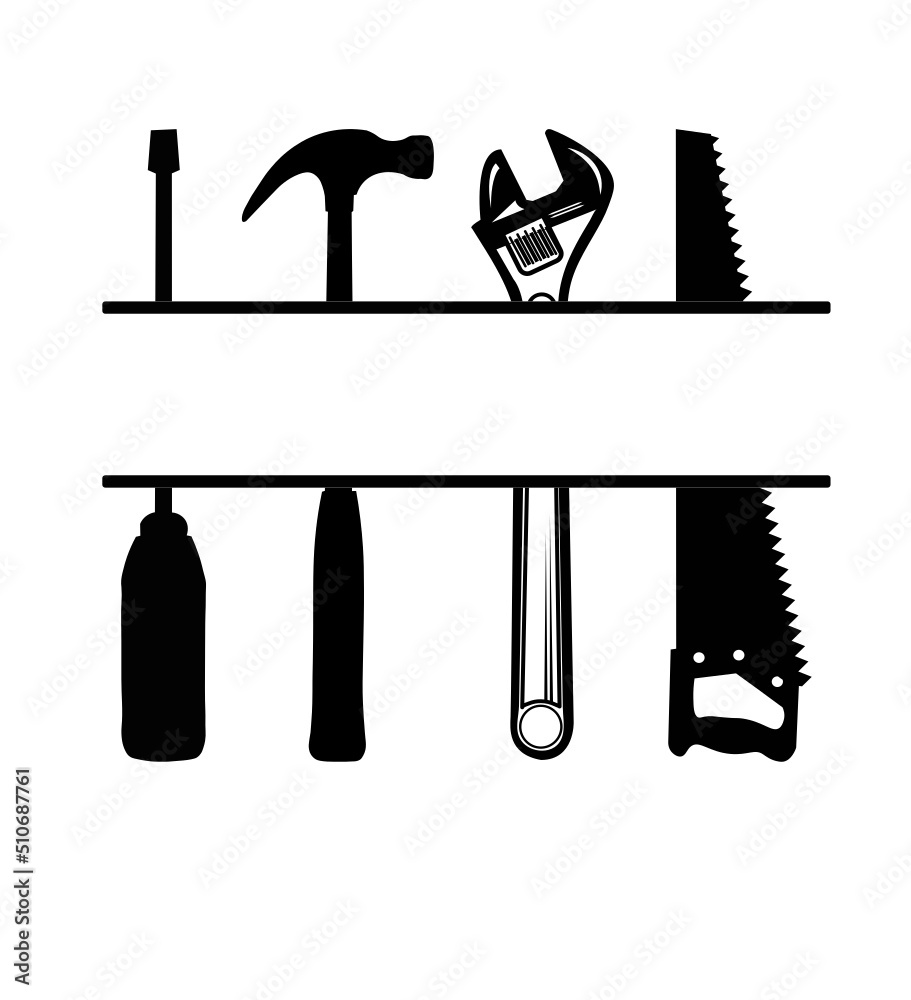 tools monogram split name frame svg, Builder Svg, Contractor Svg ...