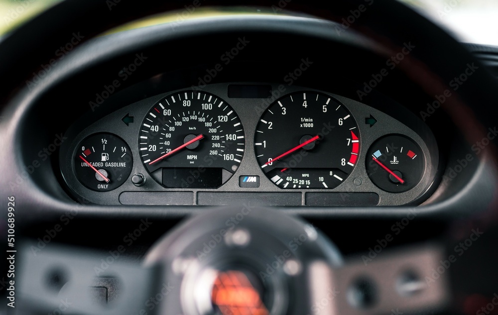 Seattle, WA, USA March 1, 2022 BMW E36 M3 instrument cluster Stock ...