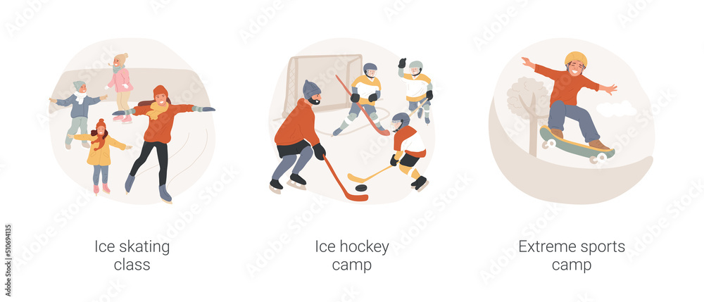 After school sport activity isolated cartoon vector illustration set ...