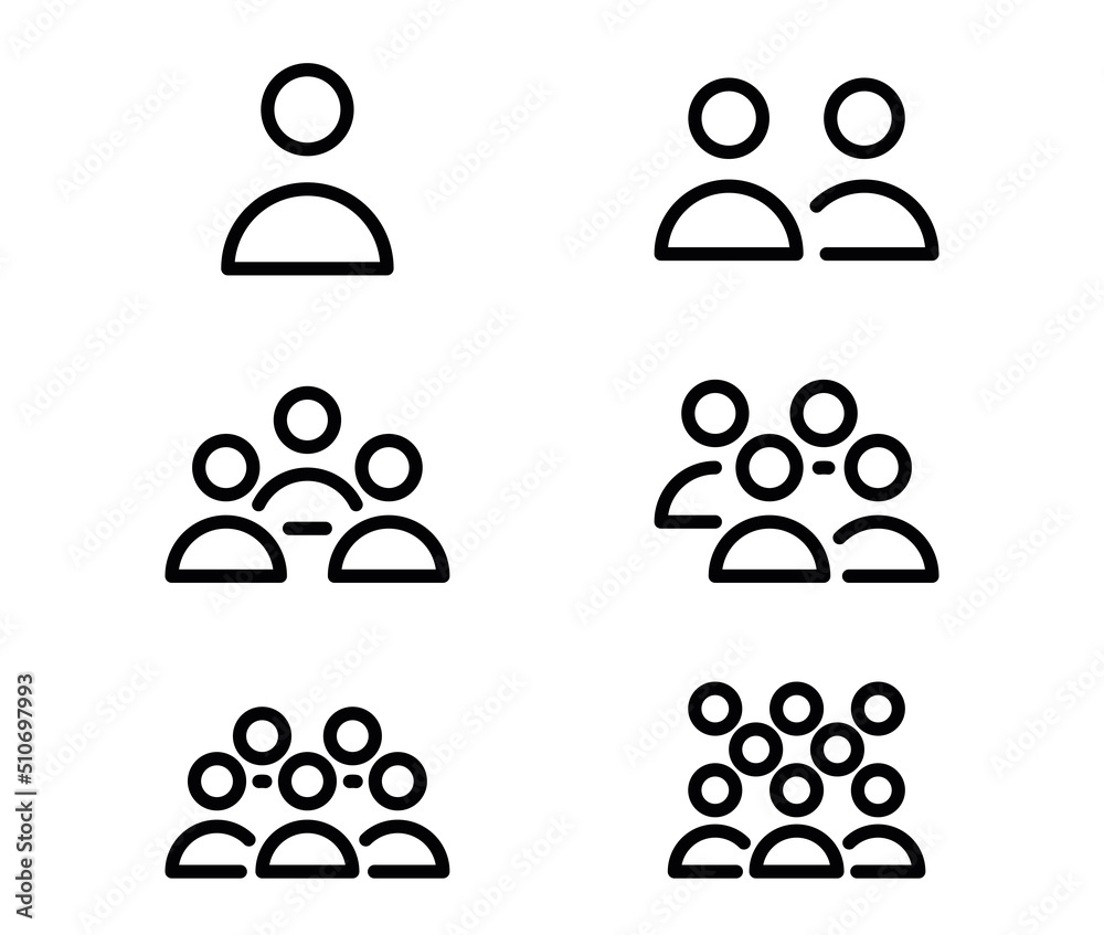 People icon set vector illustration, from one to crowd of people modern ...