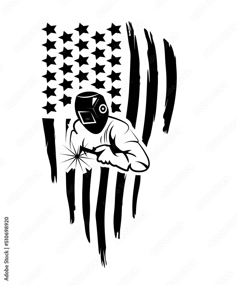 Vektorová grafika „welder svg, welder flag svg, welder american flag ...