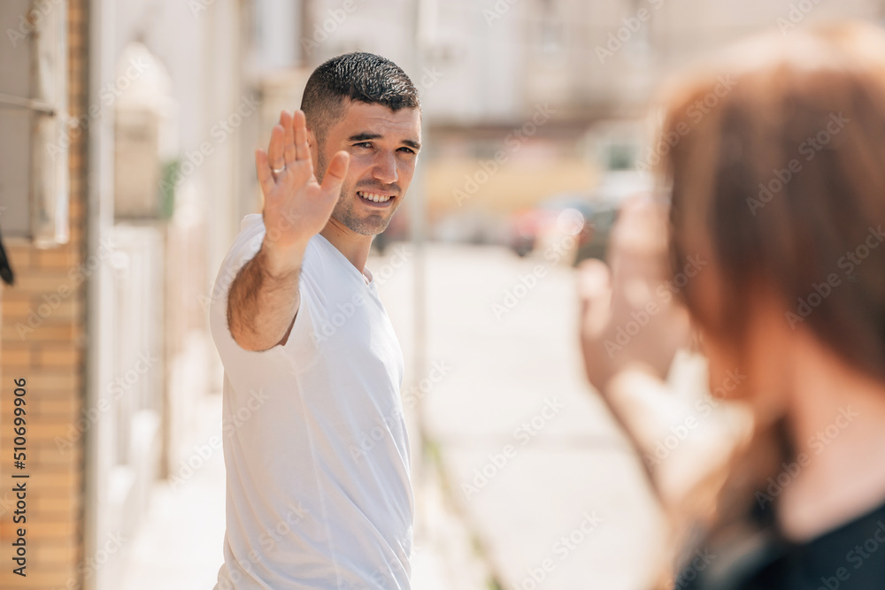 Two People Saying Goodbye