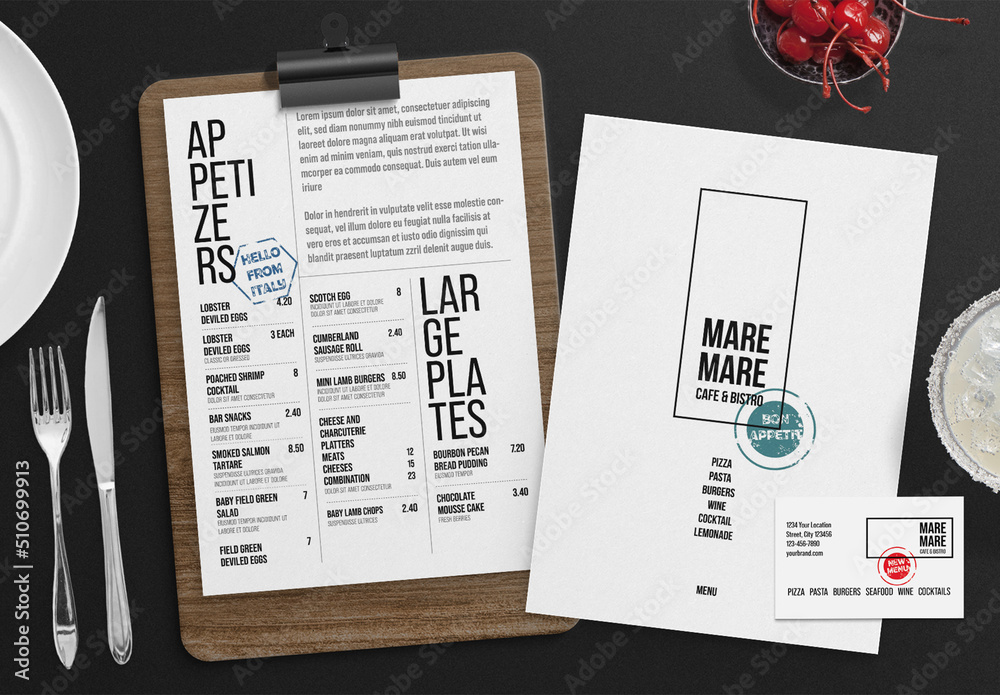 Simple Modern Restaurant Menu Layout Stock Template | Adobe Stock