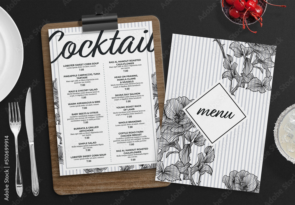 Cocktail Bar Menu Layout Stock Template | Adobe Stock