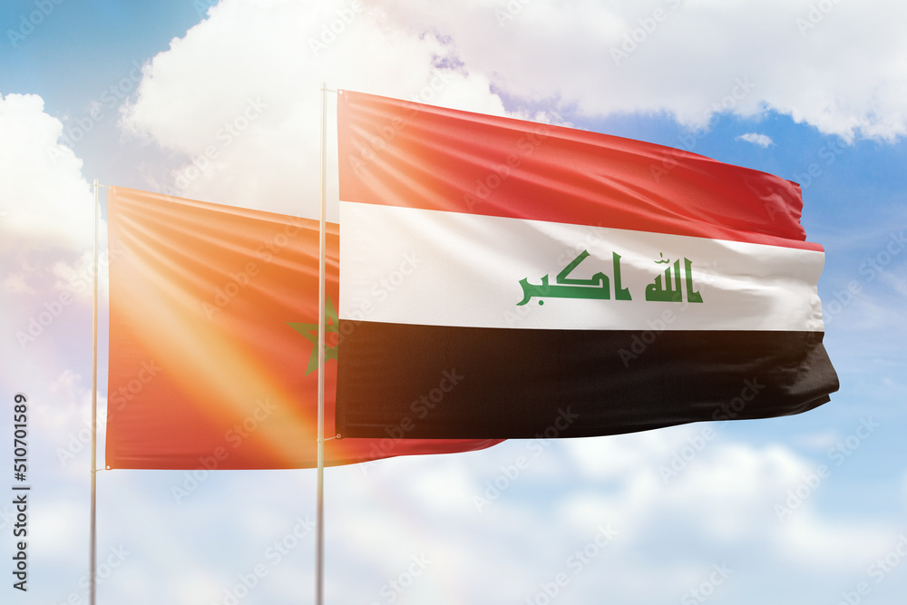 Sunny blue sky and flags of iraq and morocco Stock Illustration | Adobe ...