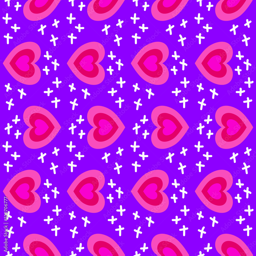 Fun bright pink purple heart shaped pattern for women empowerment. Cute ...