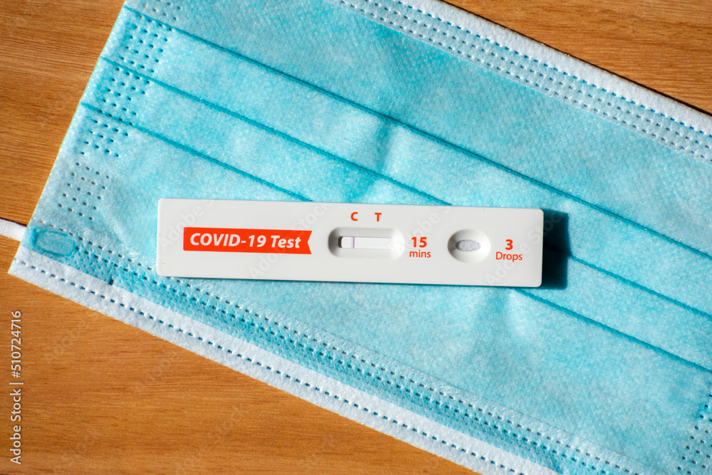 Negative coronavirus test result is displayed on rapid test device for ...