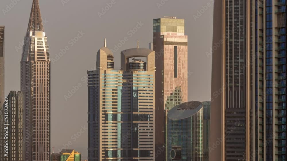Vidéo Stock Row of tall buildings around Sheikh Zayed Road district ...