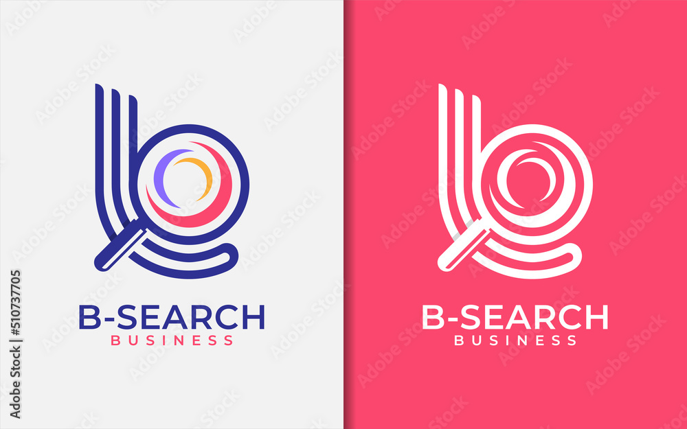 Abstract Initial Letter B Logo Design Combined with Magnifying Glass ...