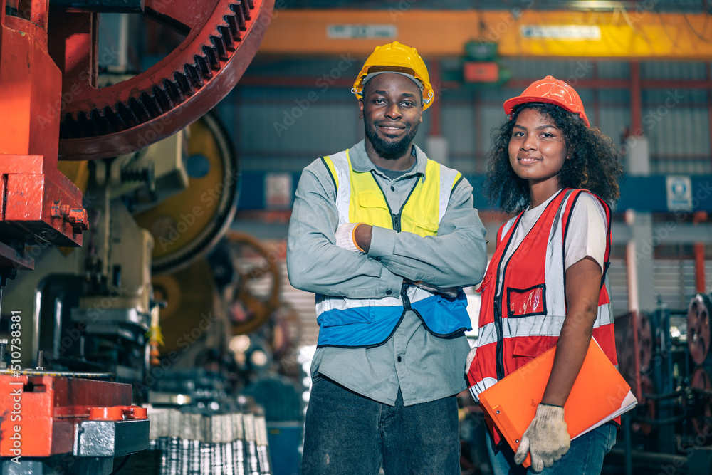 Happy American Factory Workers