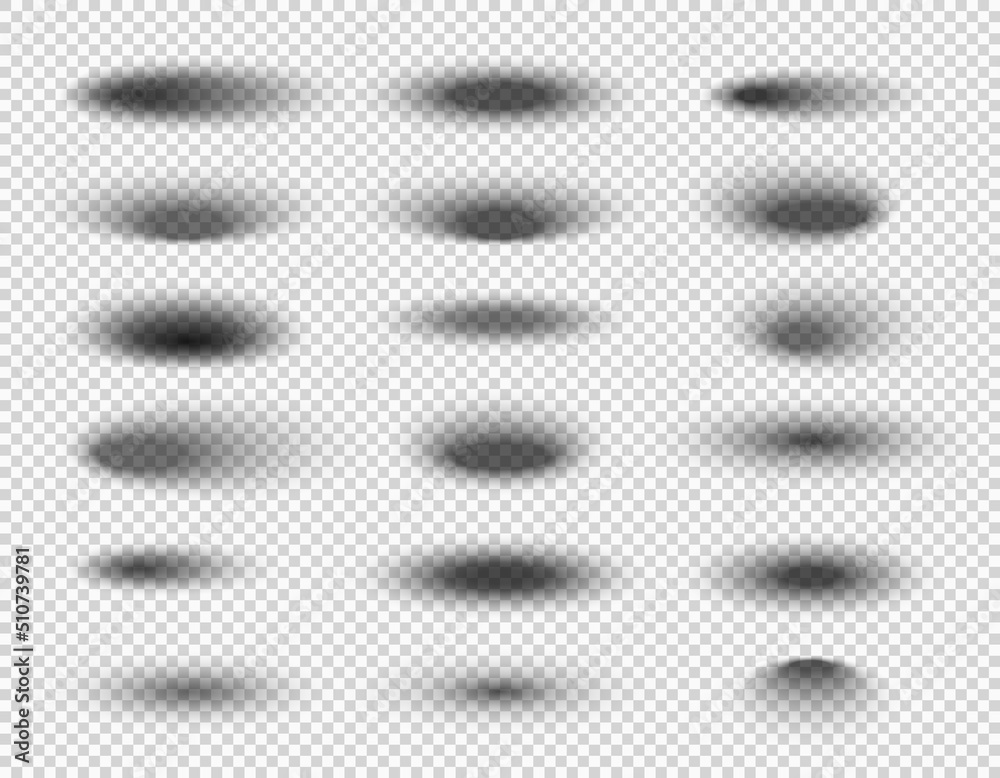 Round oval realistic transparent shadow effects and object shades ...