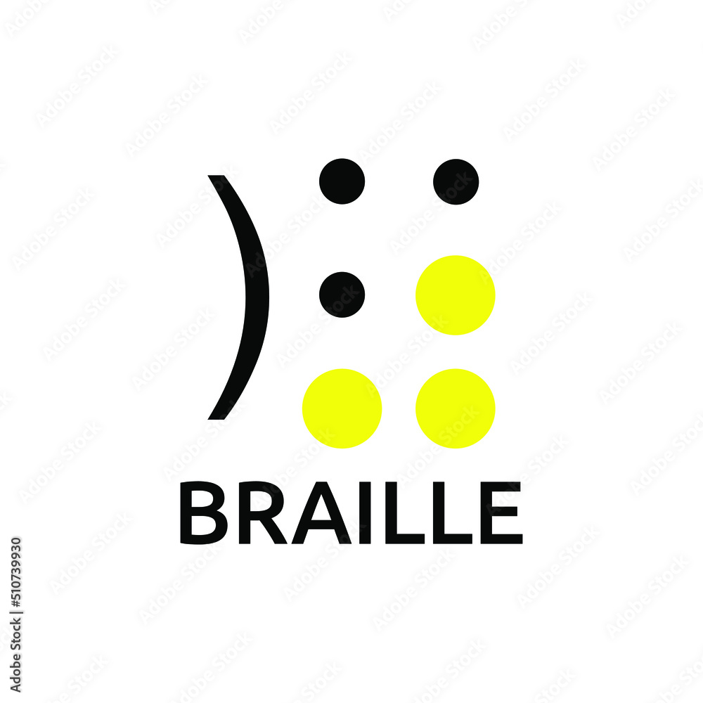 Vector illustration Braille alphabet closing bracket, abc with letters ...