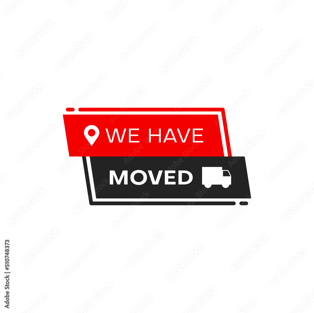 We have moved icon or sign with moving service truck and location pin ...