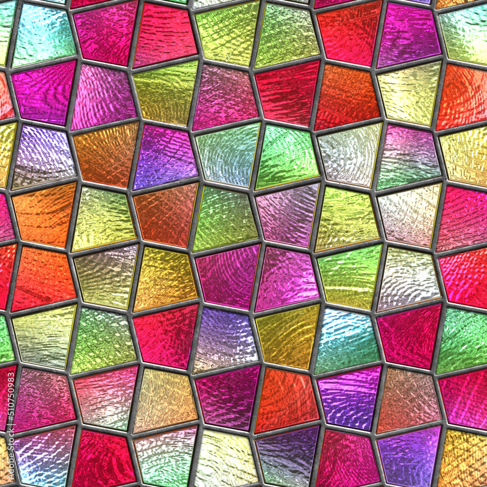 Stained glass seamless texture with geometric pattern for window ...