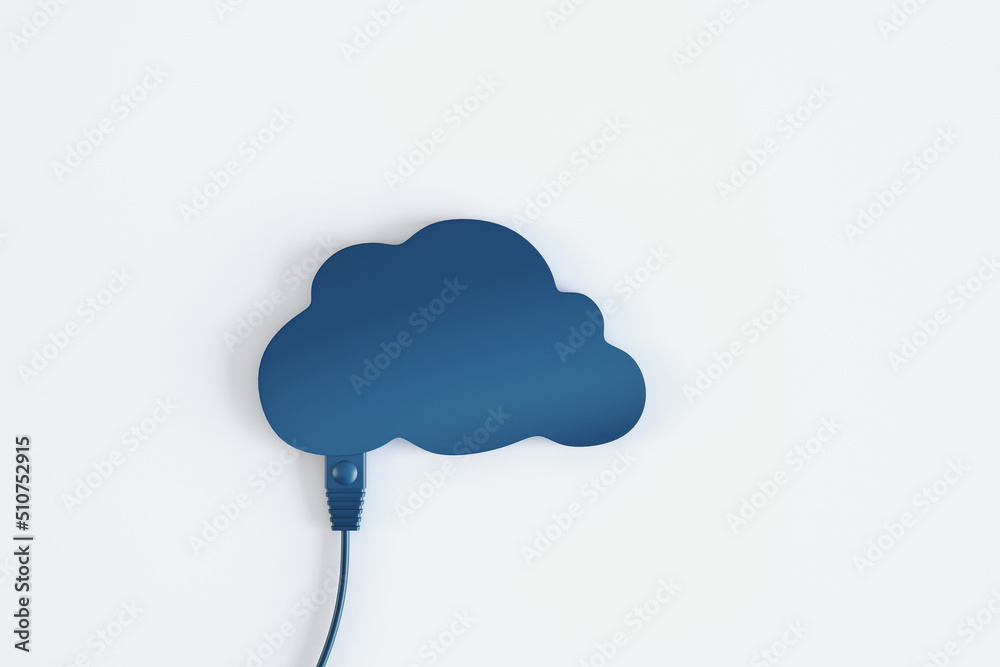 Cloud storage and cloud computing concept with dark blue cloud form and ...
