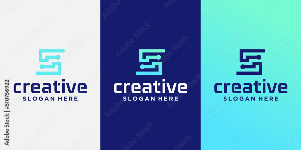 set of S creative logos,minimalist trendy shape letter s logos, simple ...