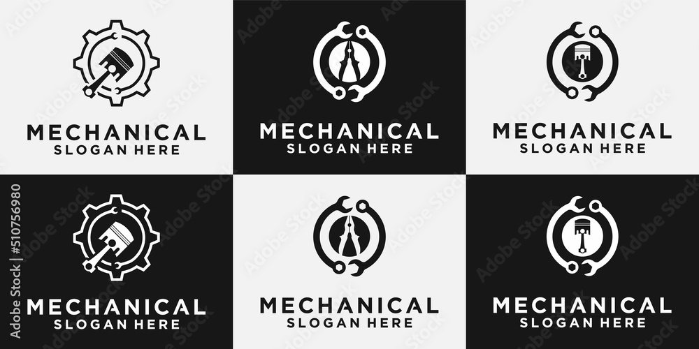 mechanic logo, vehicle and industrial engine repair education logo ...
