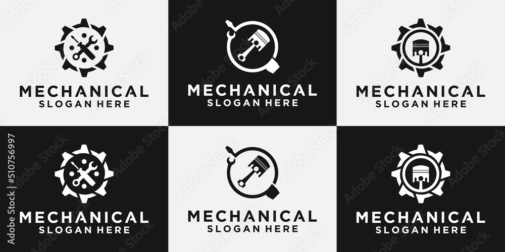 piston logo, vehicle and industrial engine repair logo, vector design ...