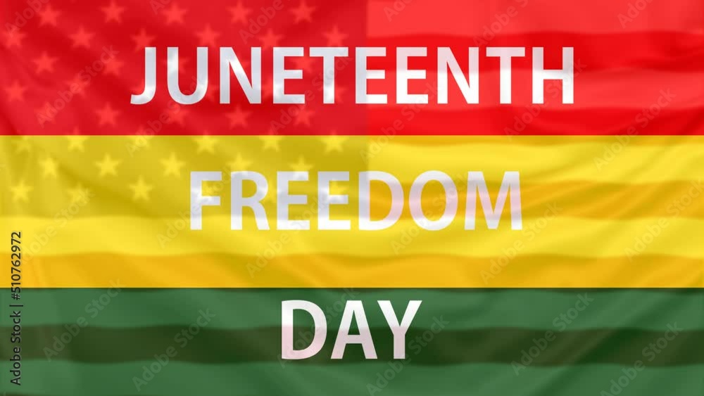 Juneteenth freedom day animated text background for US waving flag ...
