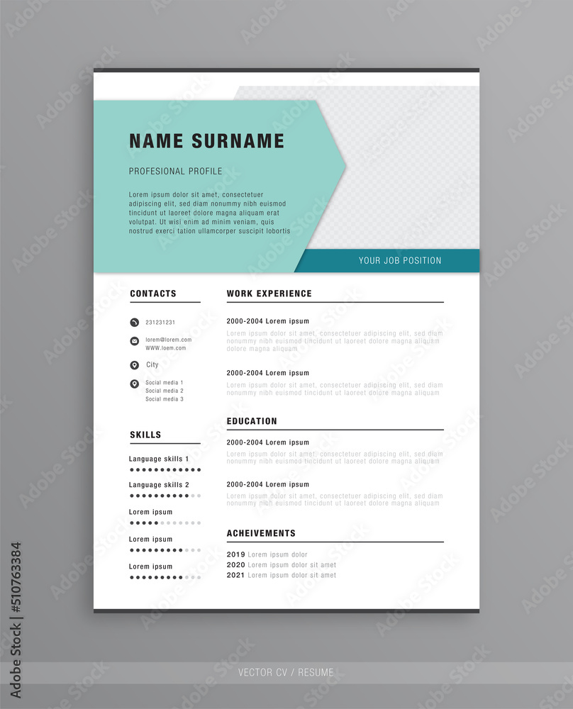 Póster simple minimal vector cv resume brochure flyer template layout ...